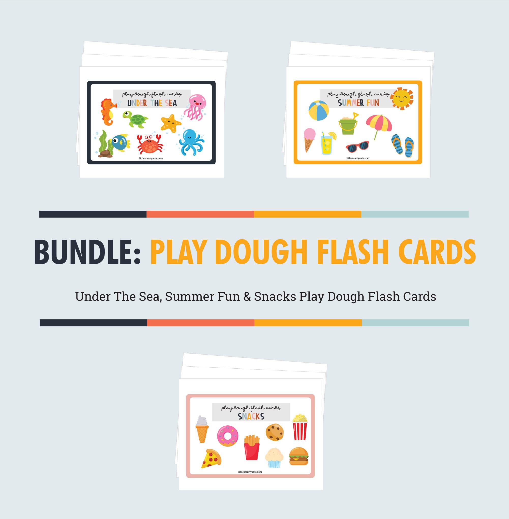 Flash Cards Bundle Play Dough Printable Under the Sea - Etsy