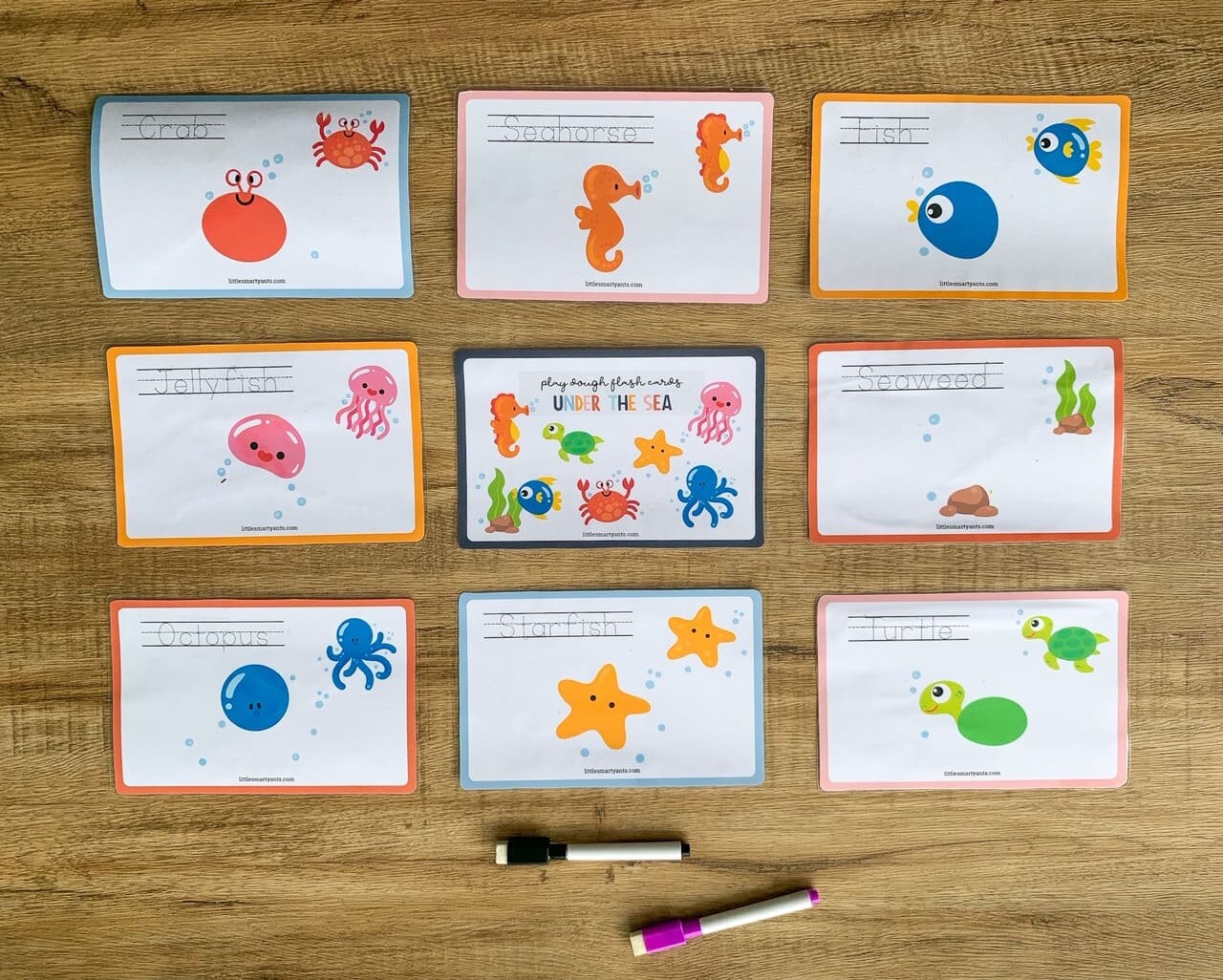 Under The Sea Activity Play Dough Mat Printable Flash Cards | Etsy