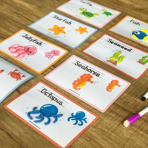 Flash Cards Bundle Play Dough Printable Under the Sea - Etsy