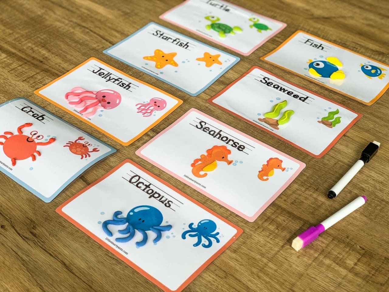 Under The Sea Activity Play Dough Mat Printable Flash Cards | Etsy