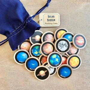 Solar System/planets/outer Space Wooden Matching Memory Game | Stocking ...