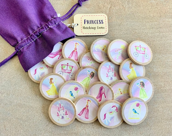 Princess Wooden Matching Memory Game Kids Stocking Stuffer Busy Bag ...