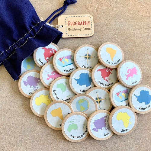 Geography Wooden Matching Memory Game Busy Bag Travel Toy - Etsy