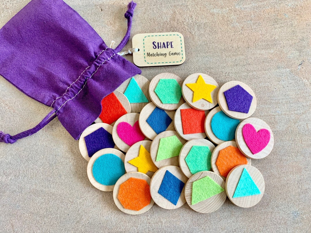 Felt Shape Wooden Matching Memory Game | Stocking Stuffer | Busy Bag ...