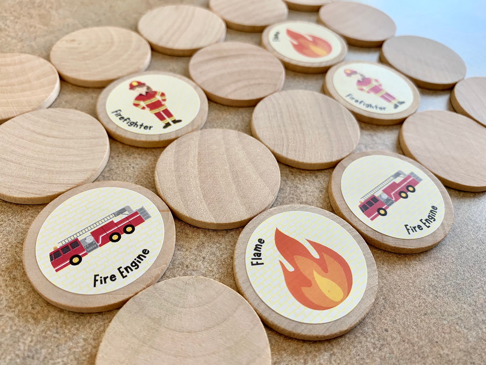 Firefighter Wooden Matching Memory Game Kids Stocking - Etsy