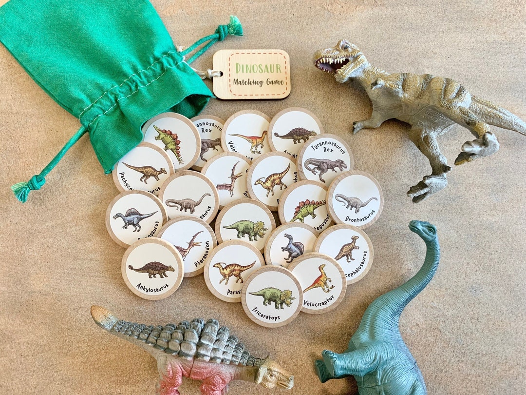 Dinosaur Wooden Matching Memory Game Kids Stocking Stuffer Busy Bag ...