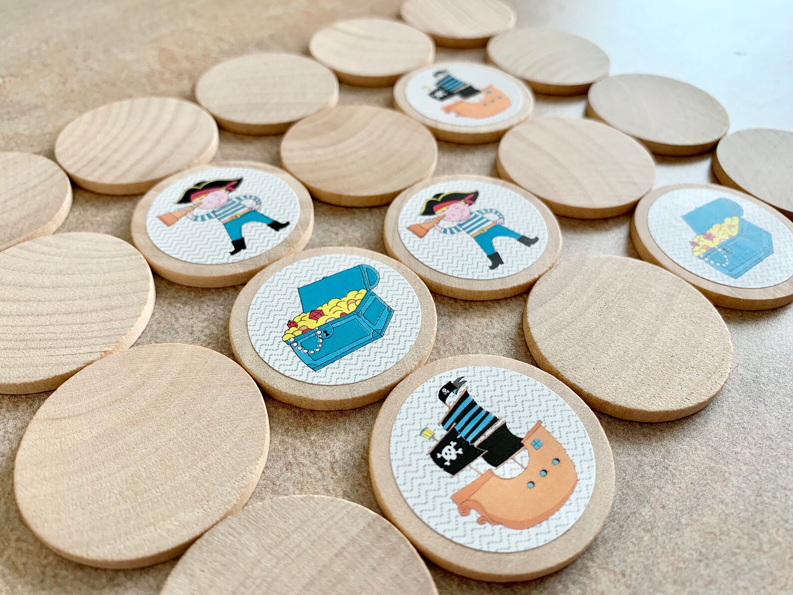 Pirate Wooden Matching Memory Game | Kids Stocking Stuffer | Busy Bag ...