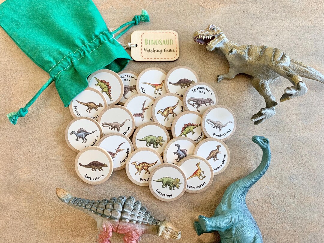 Dinosaur Wooden Matching Memory Game | Kids Stocking Stuffer | Busy Bag ...