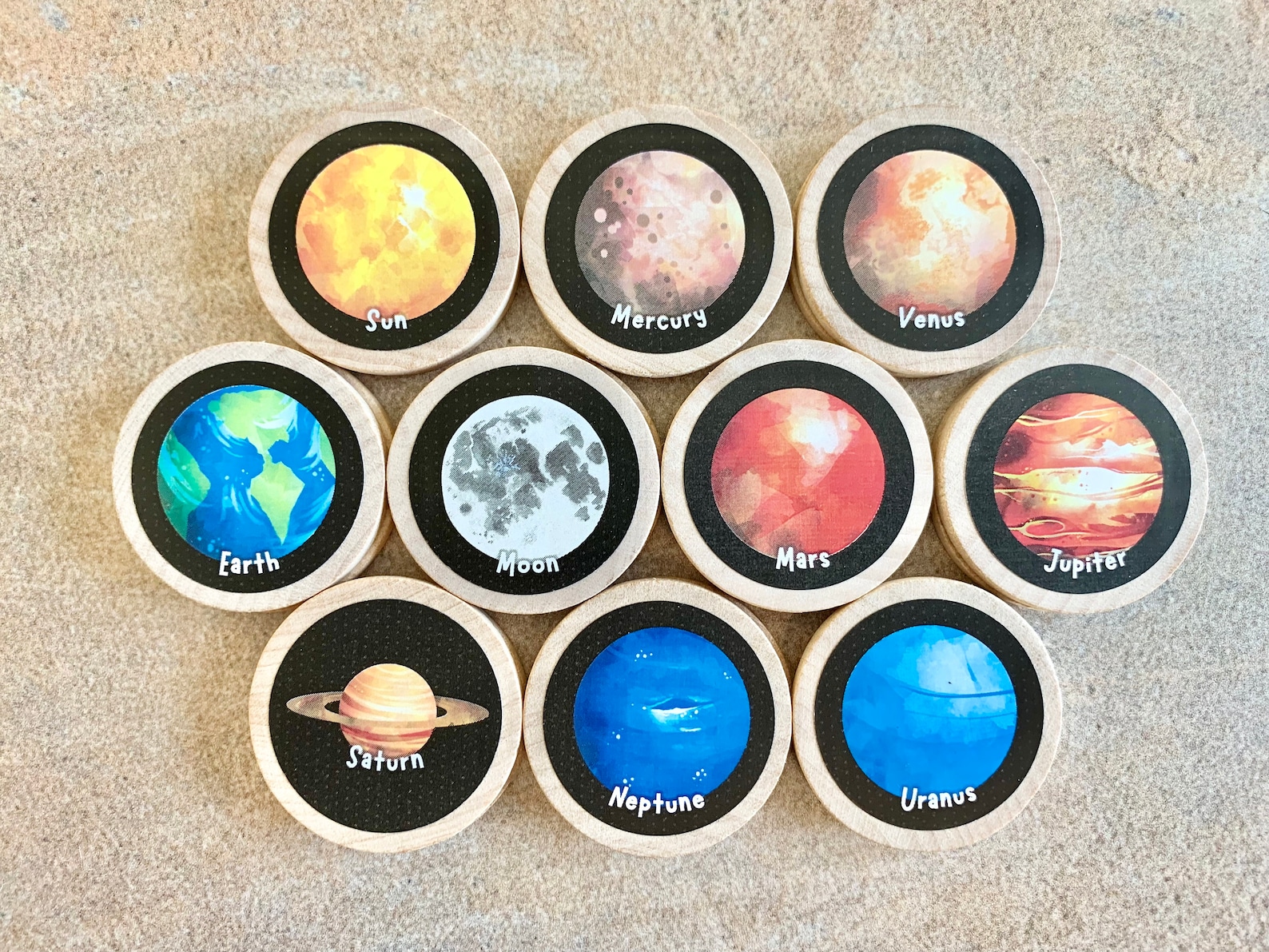 Solar System/planets/outer Space Wooden Matching Memory Game | Etsy