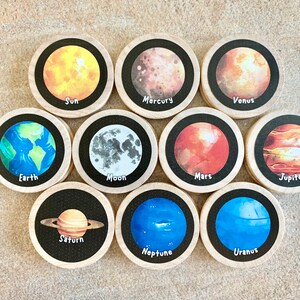 Solar System/planets/outer Space Wooden Matching Memory Game Stocking ...