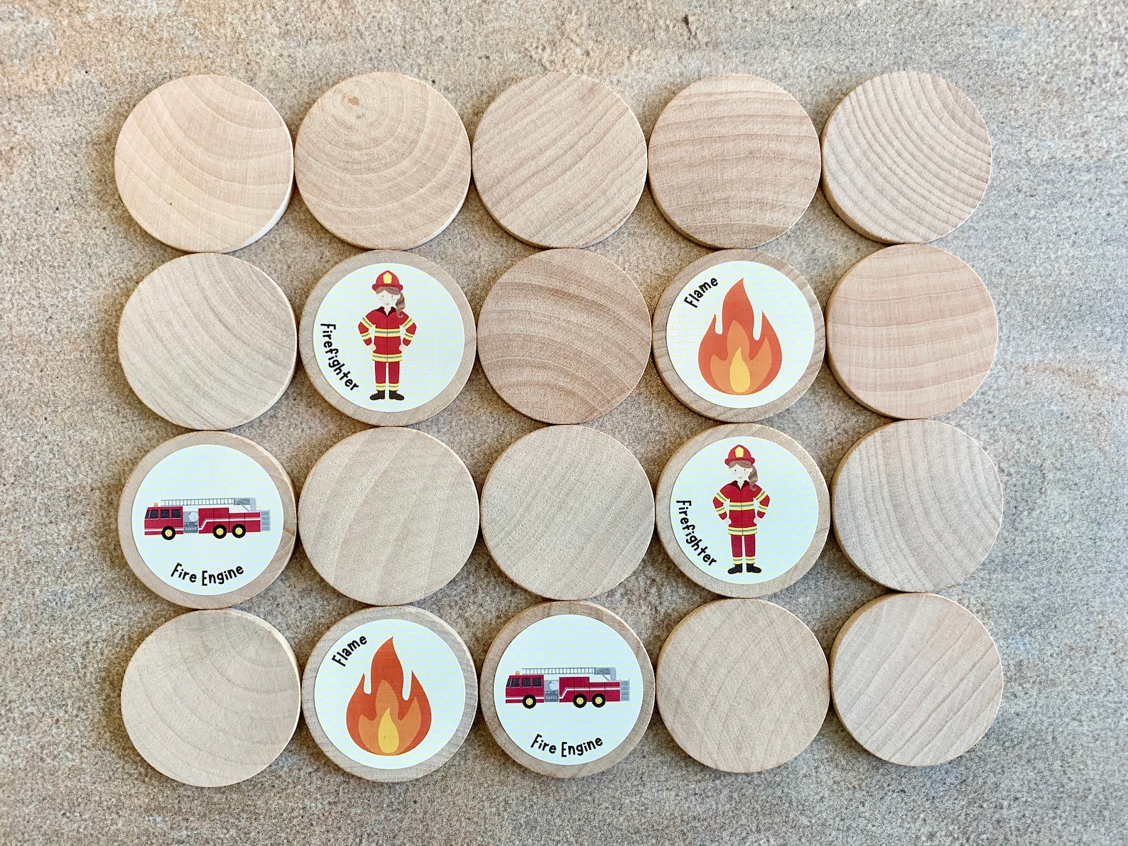 Firefighter Wooden Matching Memory Game Kids Stocking - Etsy