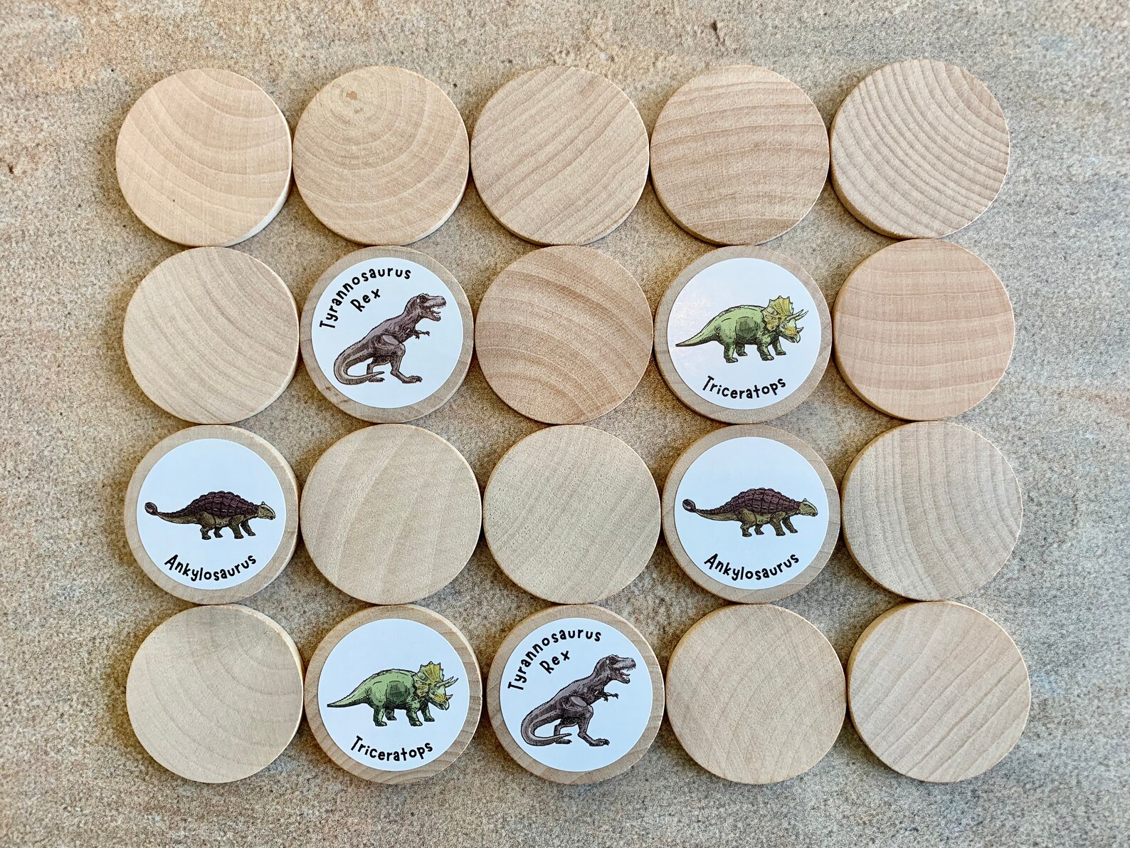 Dinosaur Wooden Matching Memory Game | Kids Stocking Stuffer | Busy Bag ...