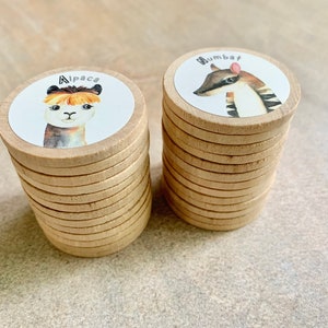 Animals A to Z Alphabet Wooden Token Set | Stocking Stuffer | Letter ...