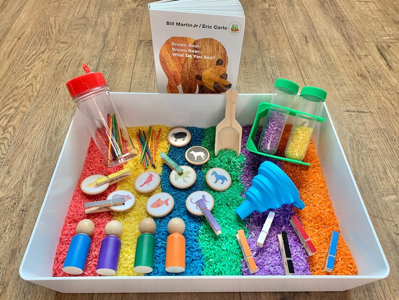 Brown Bear Sensory Bin Set Animal Color Imaginary Play | Etsy