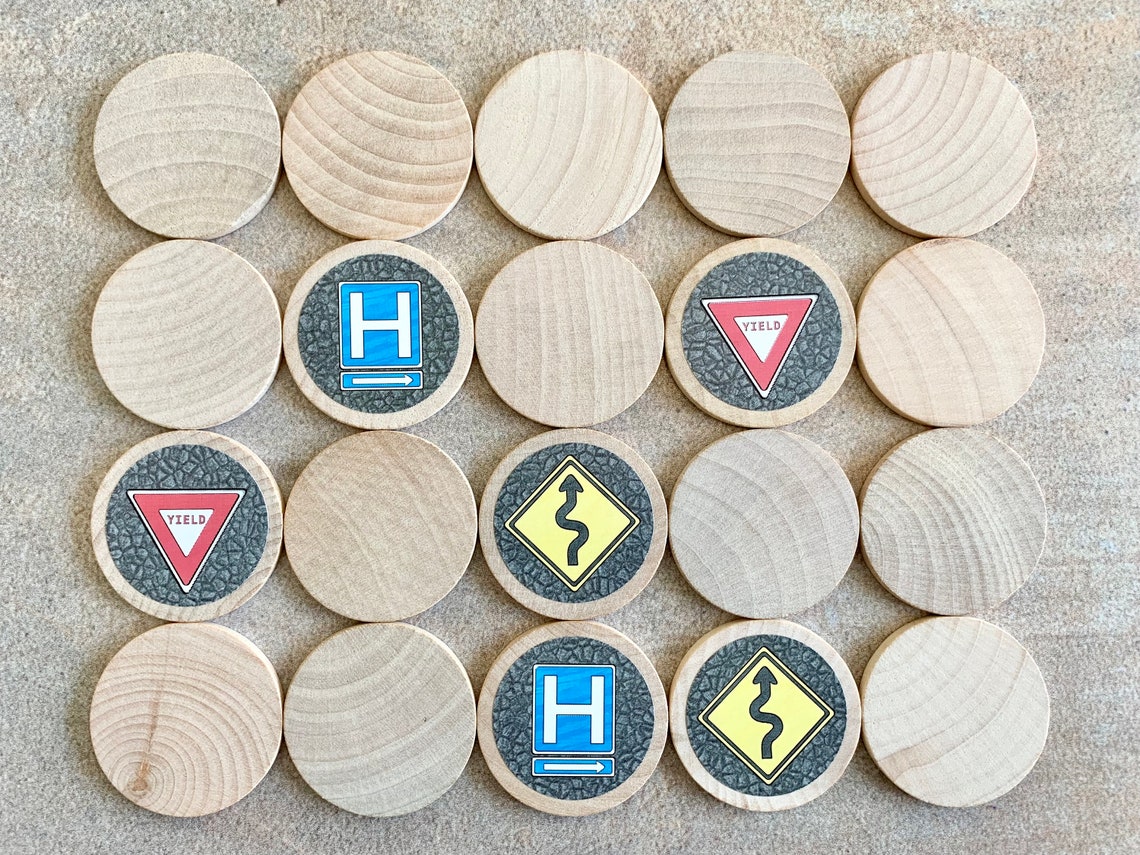 Road Signs Wooden Matching Memory Game Busy Bag Travel Toy - Etsy