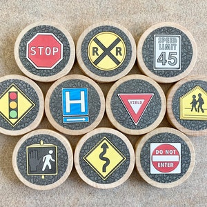 Road Signs Wooden Matching Memory Game | Stocking Stuffer | Busy Bag ...