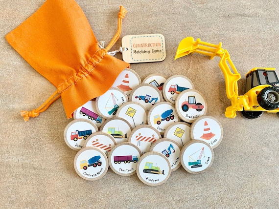 Construction Wooden Matching Memory Game Busy Bag Travel - Etsy