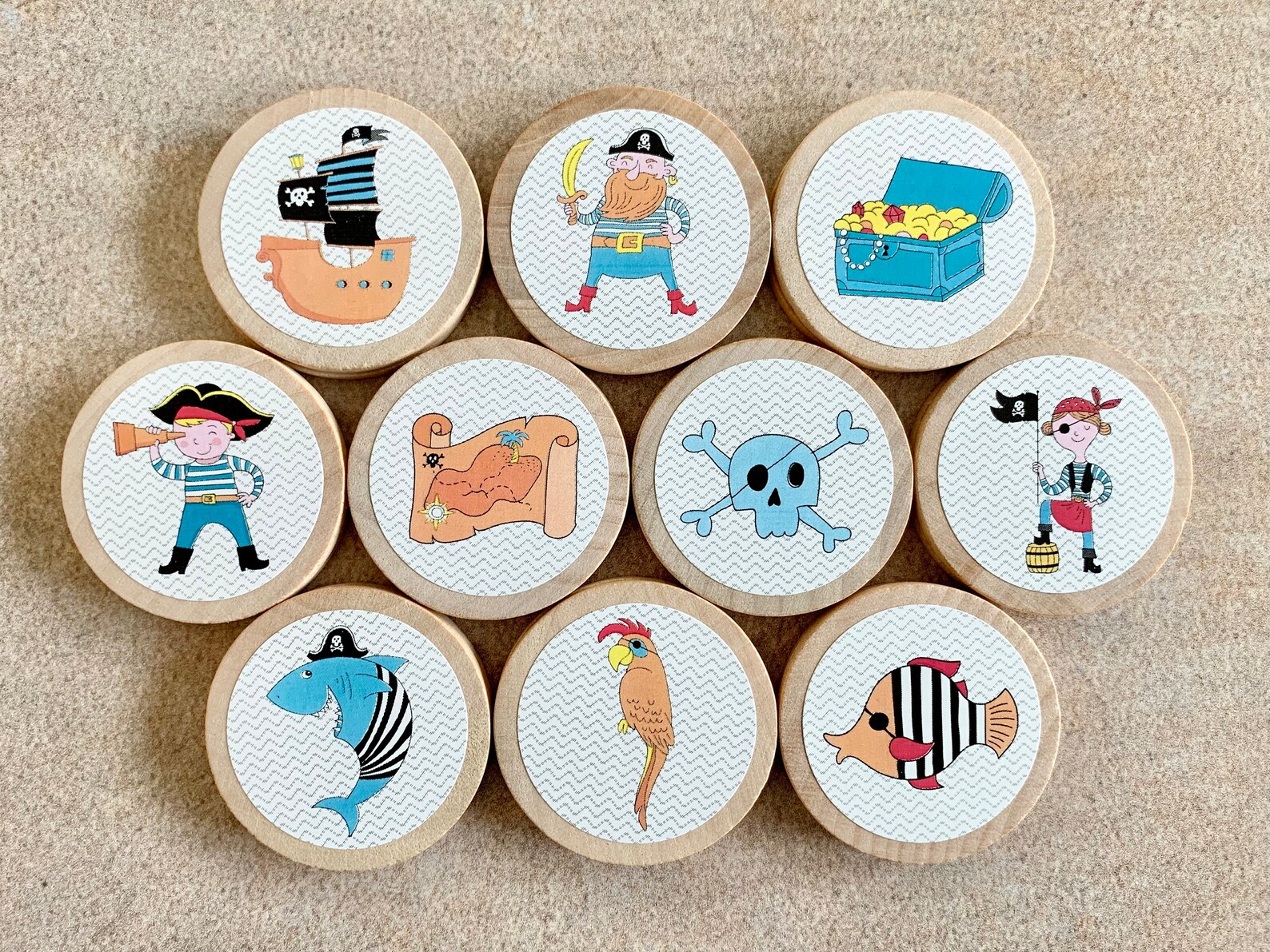 Pirate Wooden Matching Memory Game | Kids Stocking Stuffer | Busy Bag ...