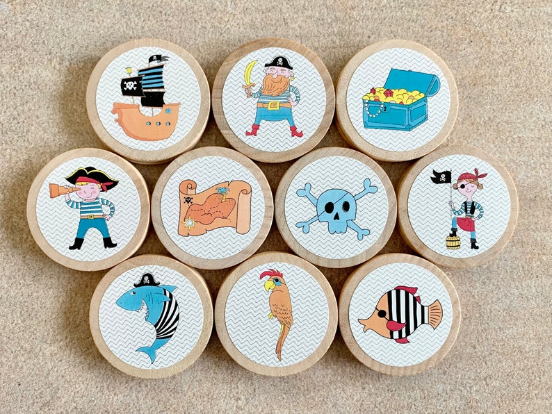 Pirate Wooden Matching Memory Game | Kids Stocking Stuffer | Busy Bag ...