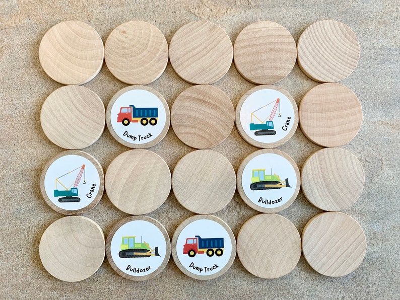 Construction Wooden Matching Memory Game | Kids Gift | Busy Bag ...