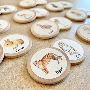 Mother & Baby Animal Wooden Matching Memory Game Kids Stocking Stuffer ...