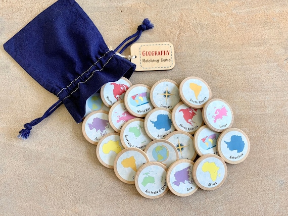 Geography Wooden Matching Memory Game Busy Bag Travel Toy - Etsy