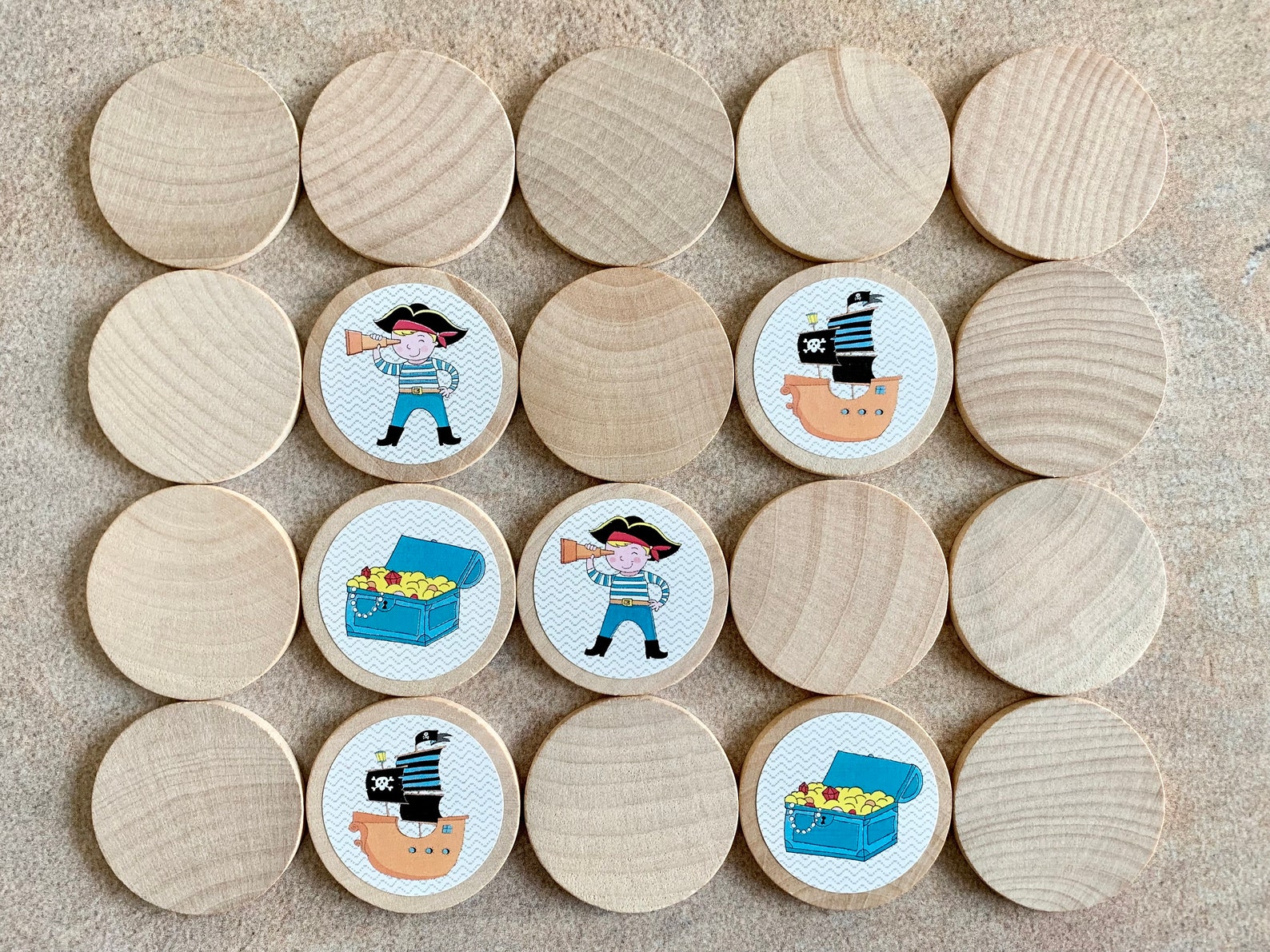 Pirate Wooden Matching Memory Game | Kids Stocking Stuffer | Busy Bag ...