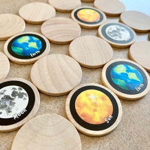 Solar System/planets/outer Space Wooden Matching Memory Game | Stocking ...