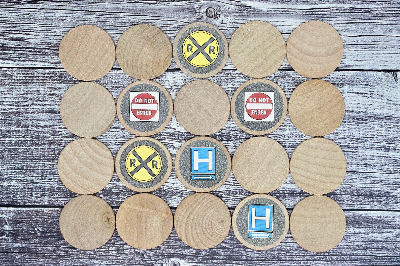 Road Signs Wooden Matching Memory Game Basket Stuffer Busy | Etsy