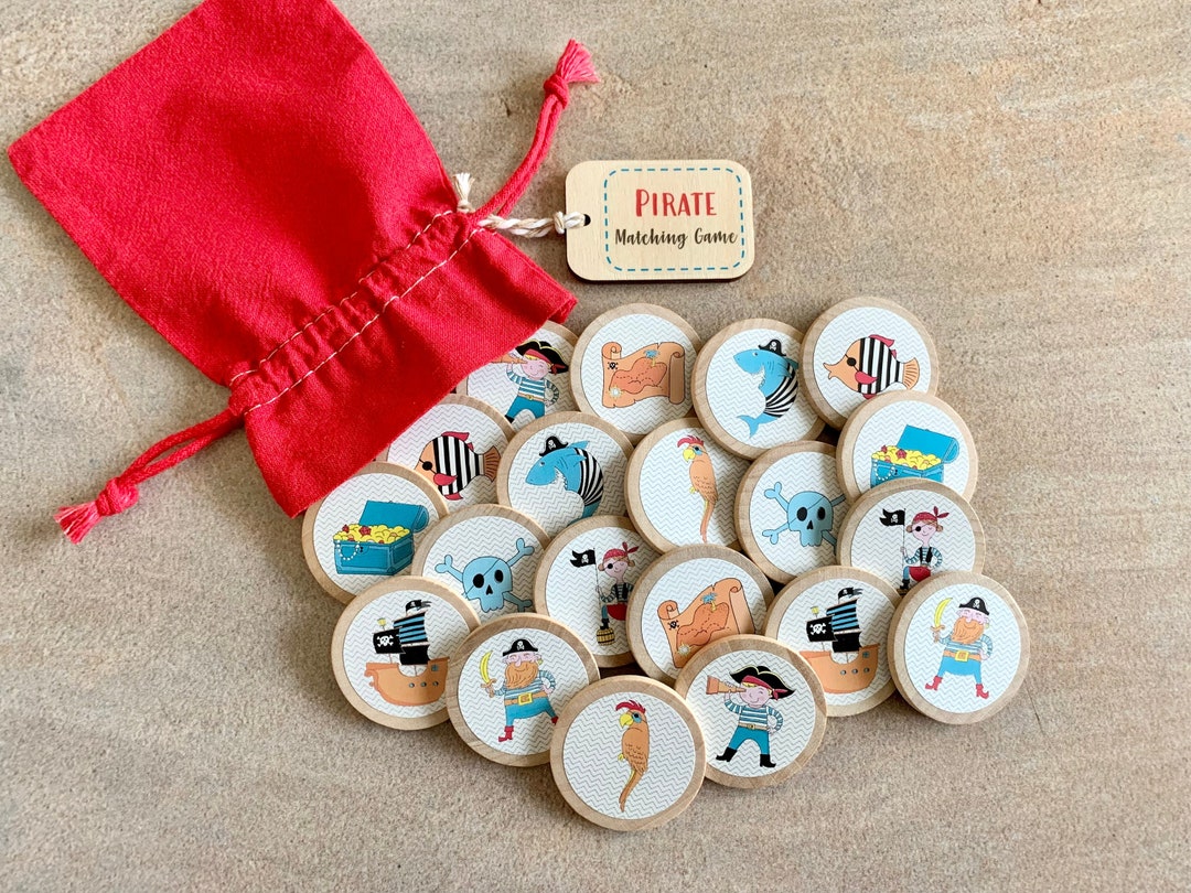 Pirate Wooden Matching Memory Game | Kids Stocking Stuffer | Busy Bag ...