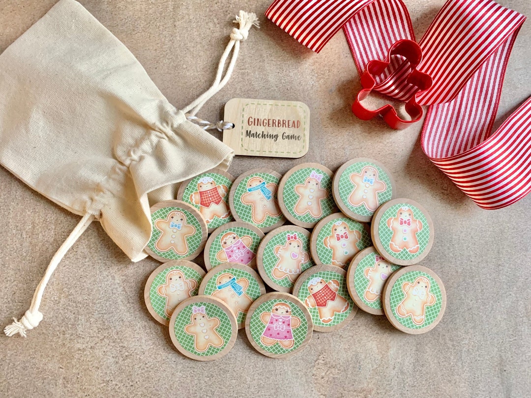 Gingerbread Wooden Matching Memory Game | Christmas Holiday Gift | Kids ...