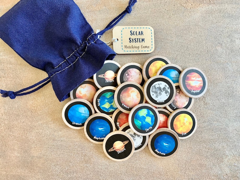 Solar System/planets/outer Space Wooden Matching Memory Game | Etsy