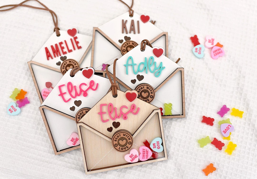 Valentine Candy Envelope Shaker Tag | Personalized Letter Basket Label ...