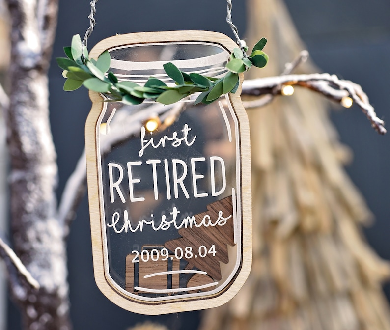 RETIREMENT Personalized Mason Jar Christmas Tree Decoration - Etsy