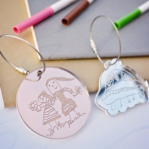 Custom Kids Drawing Keychain | Key Ring | Children Art - Etsy