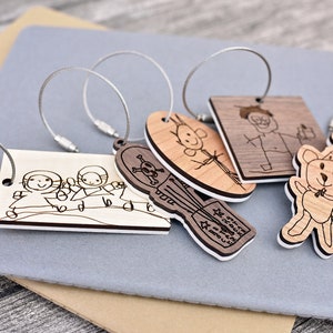 Custom Kids Drawing Keychain | Key Ring | Children Art - Etsy