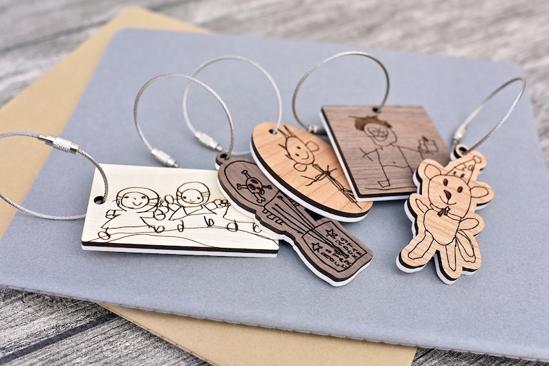 Custom Kids Drawing Keychain Key Ring Children Art | Etsy Canada