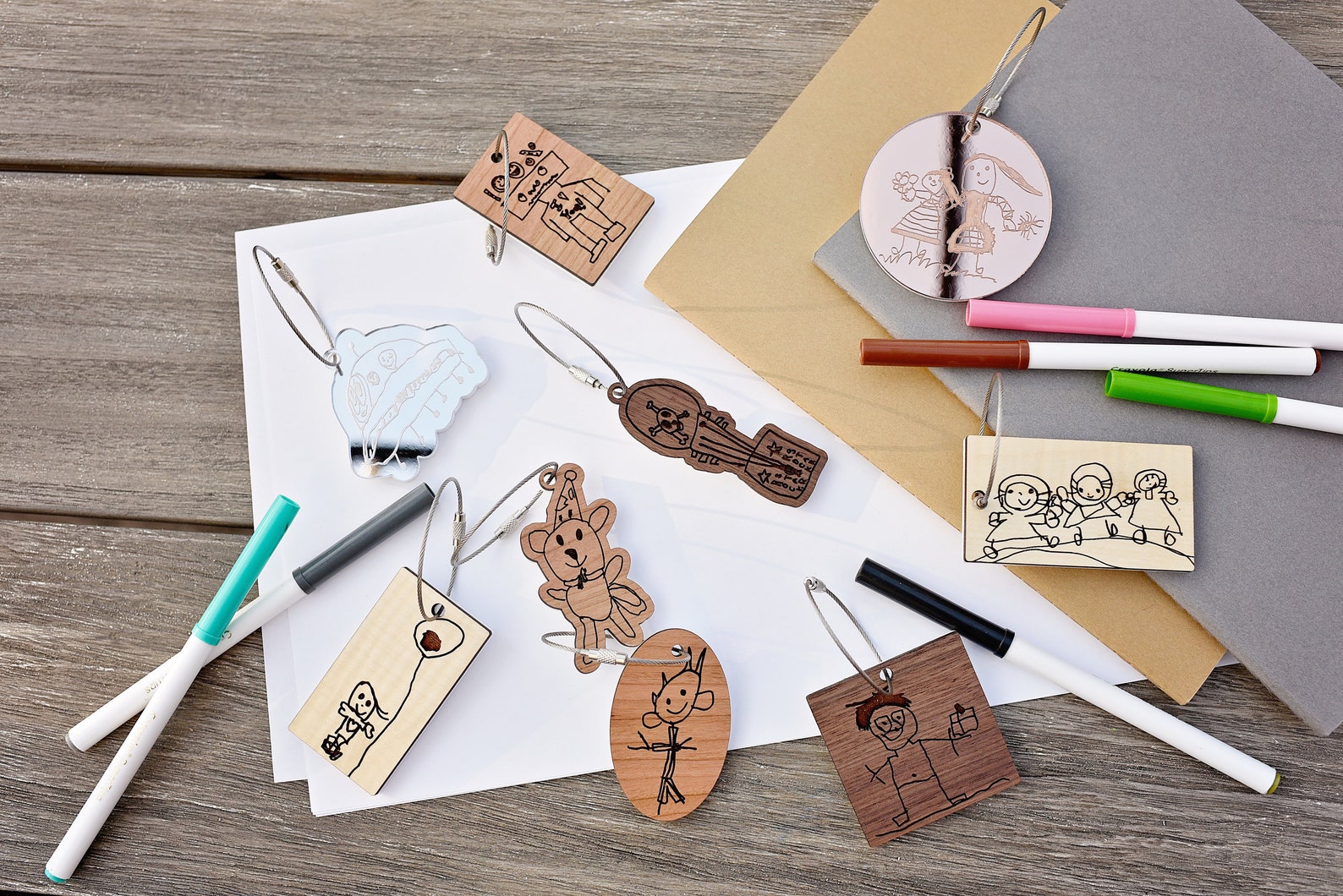 Custom Kids Drawing Keychain Key Ring Children Art - Etsy