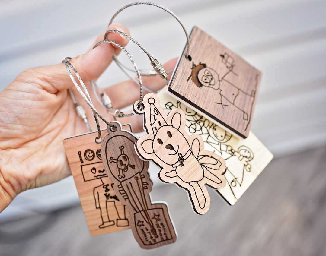 Custom Kids Drawing Keychain | Key Ring | Children Art - Etsy