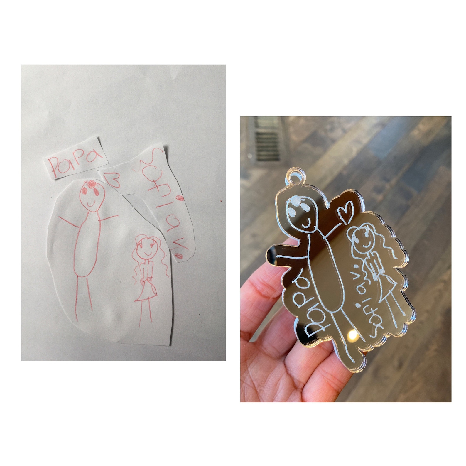 Custom Kids Drawing Keychain Key Ring Children Art - Etsy