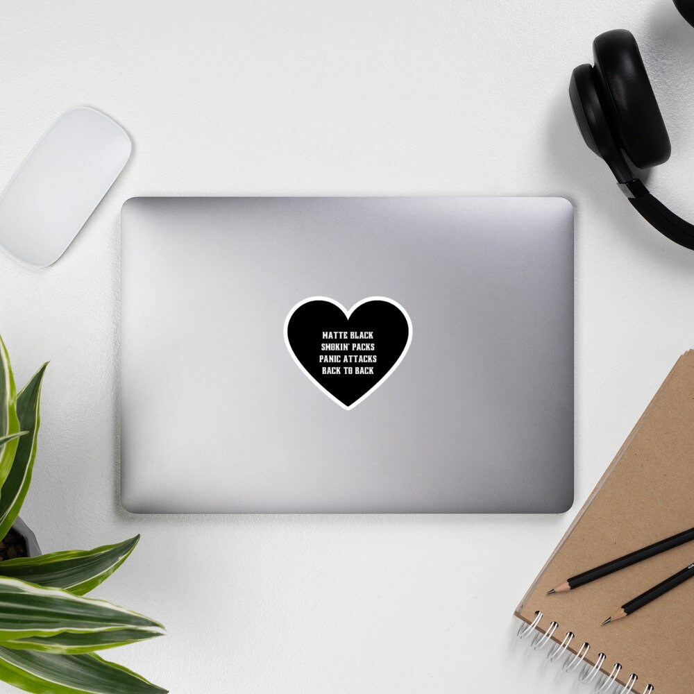 Matte Black Heart Kiss Cut Sticker - Etsy