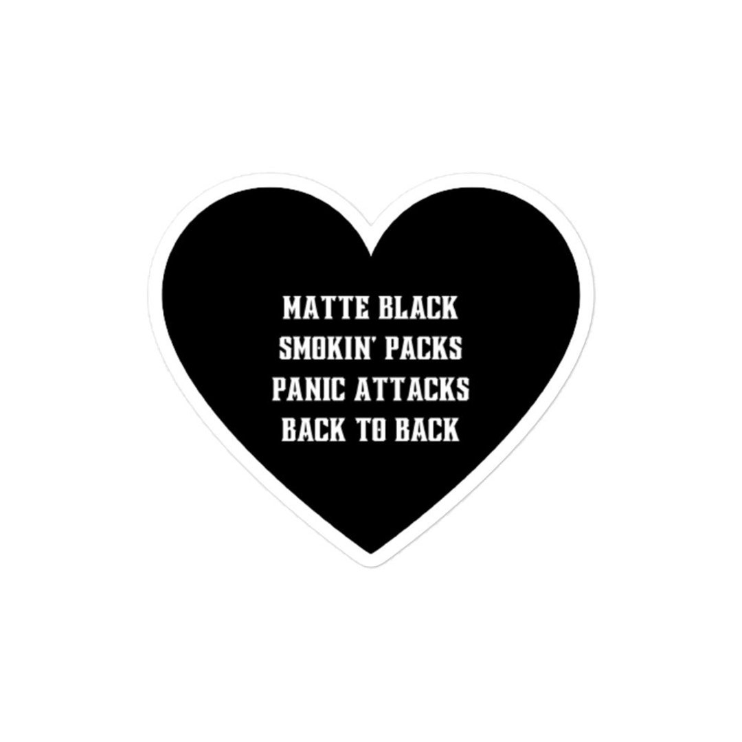 Matte Black Heart Kiss Cut Sticker - Etsy