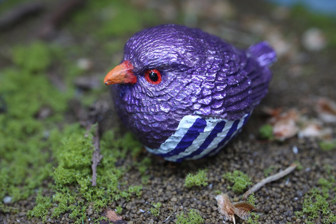 Violet Cuckoo Figurine Handmade Bird Sculpture Figurine Bird Miniature ...