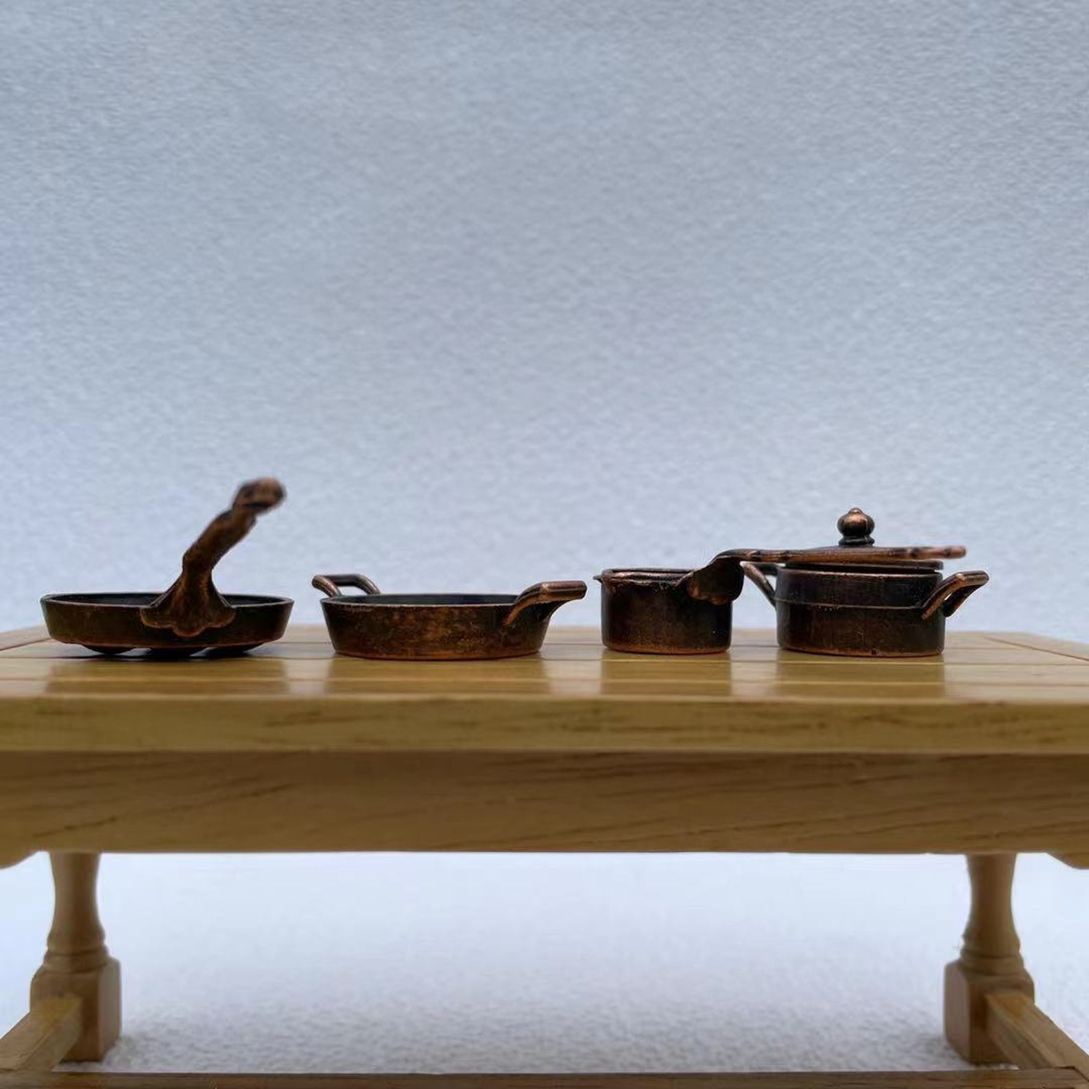 Miniature Distressed Cooking Pots Dollhouse Kitchen Metal Cookware 1 ...