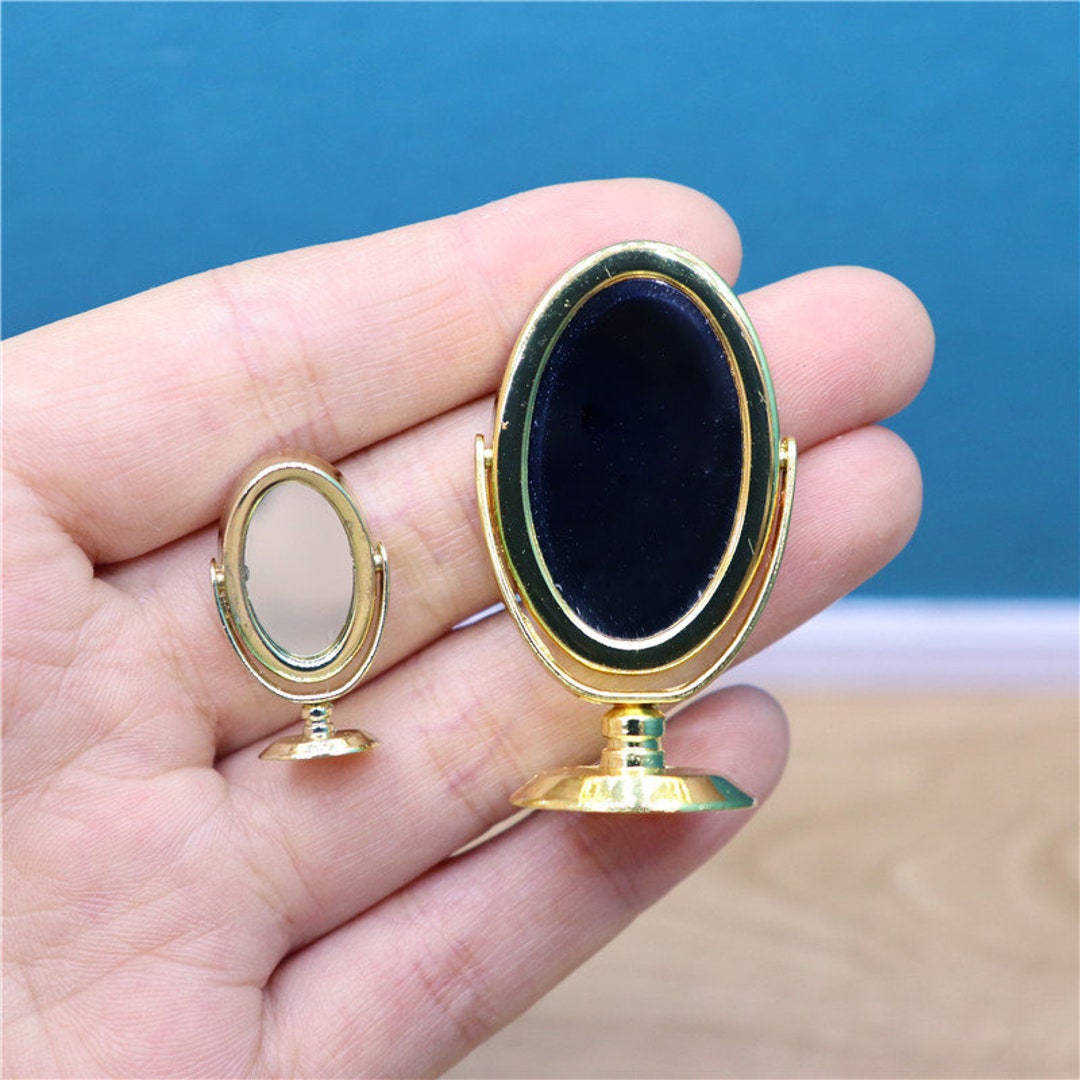 Dollhouse Miniature 1:12 Scale Oval Brass Mirror Dolls House Bathroom ...