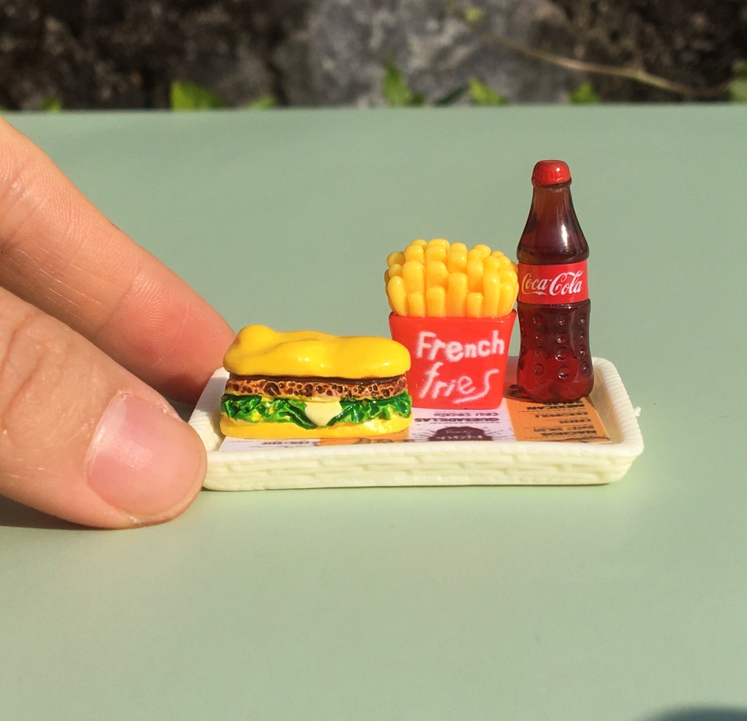 Miniature Hamburger With Fries Dollhouse Miniatures Fast Food Mini ...