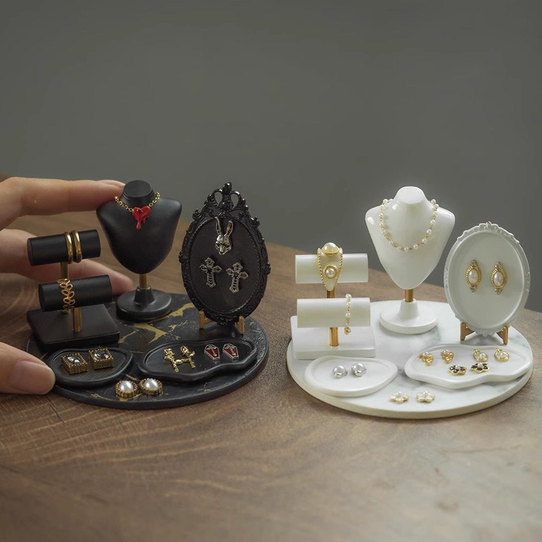 1:6 Miniature Jewelry and Jewelry Display Set Doll Earring BJD Necklace ...