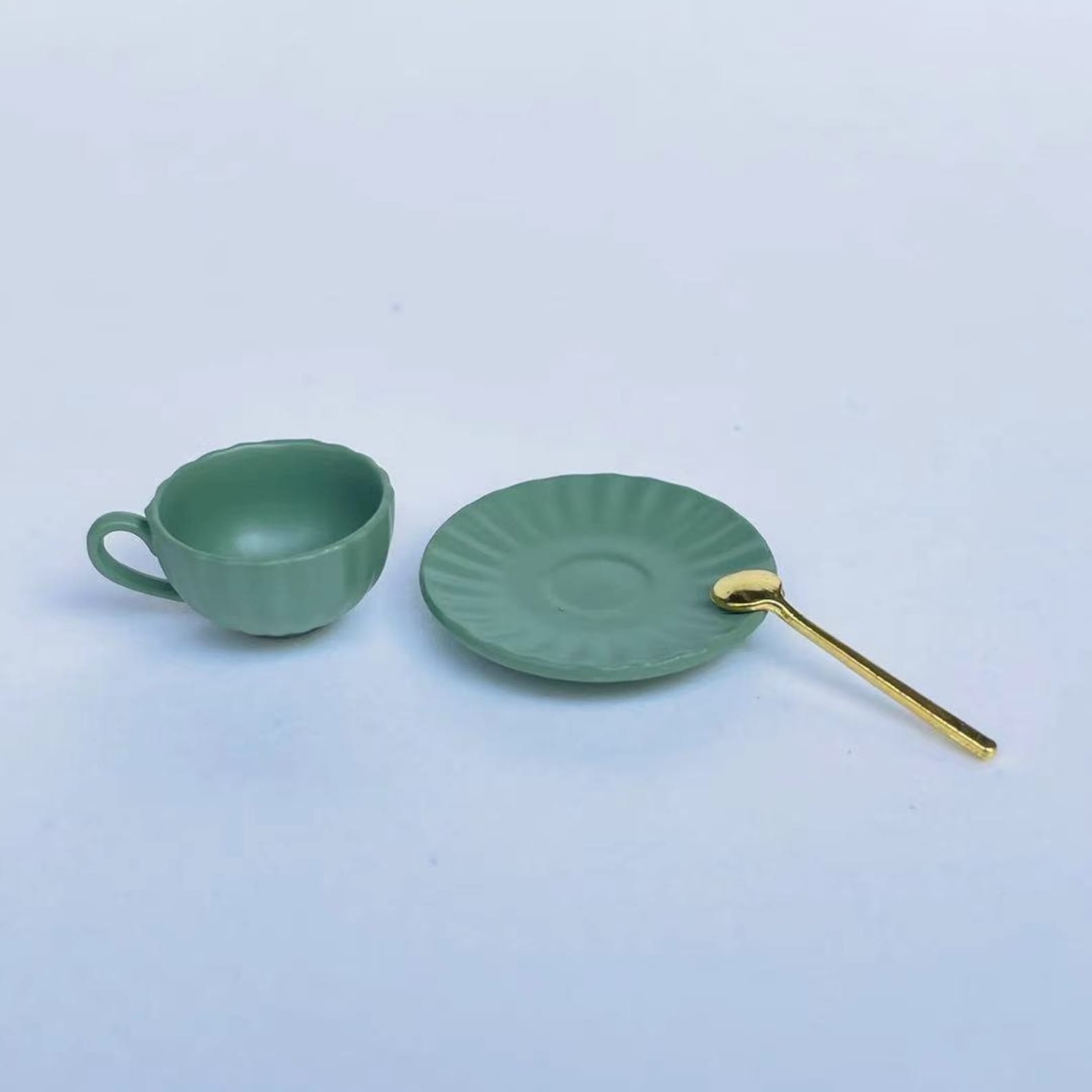 Miniature Tea Cup Saucer Spoon Set Dollhouse Accessory Mini Coffee Cups ...