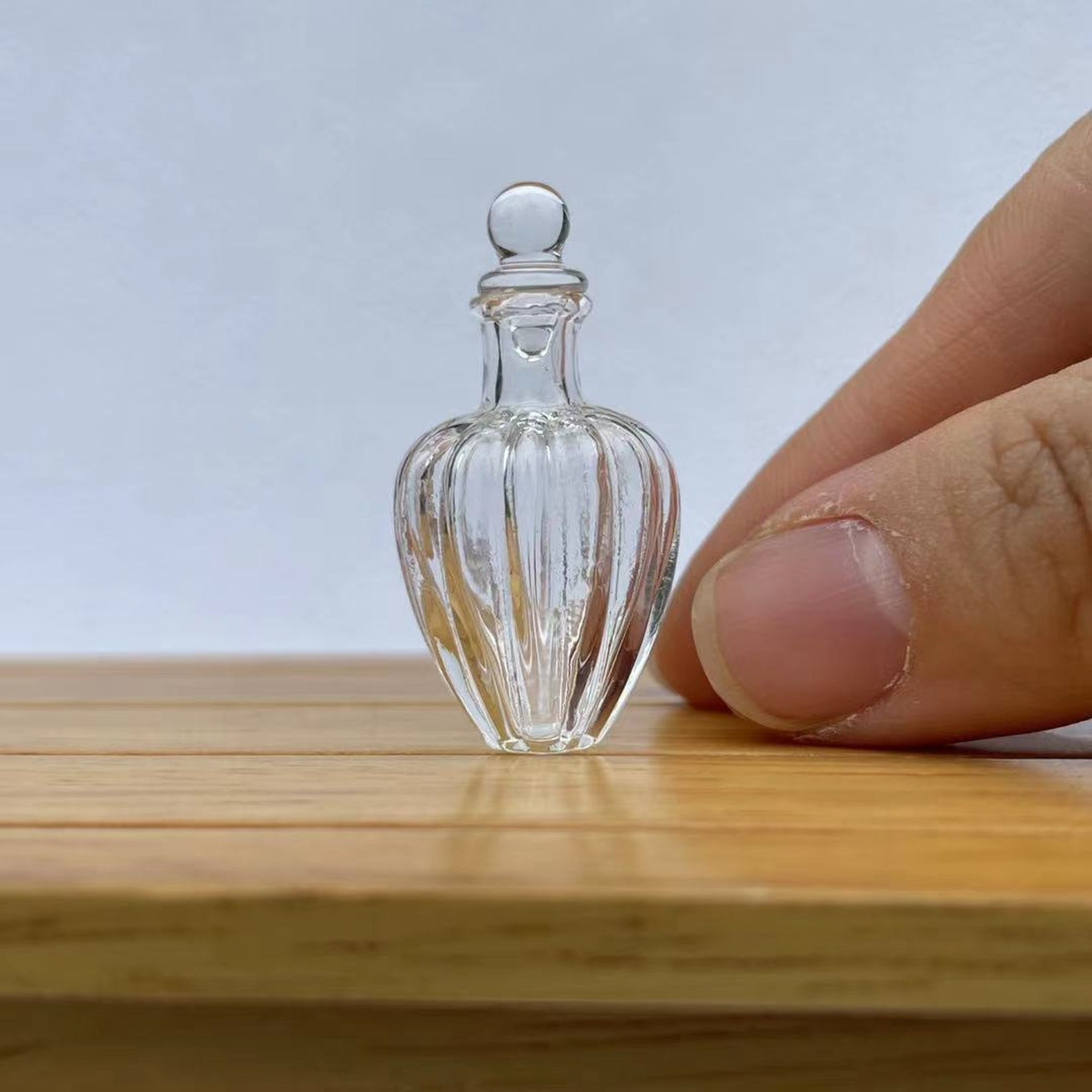 Miniature Glass Bottle With Lid Dollhouse Glass Colletion - Etsy