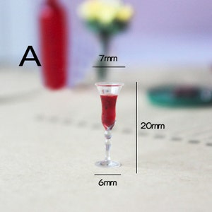 Miniature Red Wine Glasses 1/12 Scale Alcoholic Drinks Bar and Party ...
